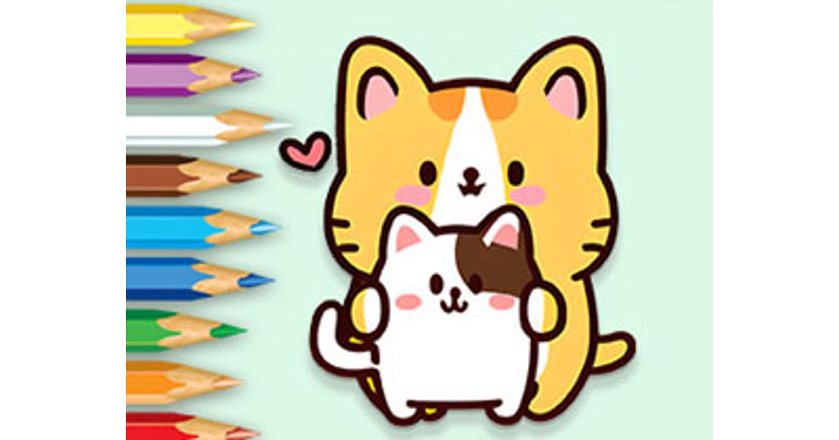 Coloring Book: Hugging Cat - Free Baby Game