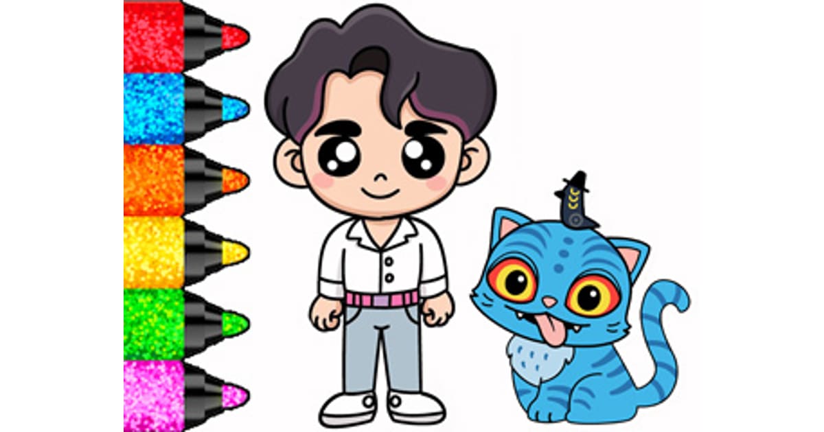 Idol Coloring Adventure: Kpop Jinu Blue Tiger